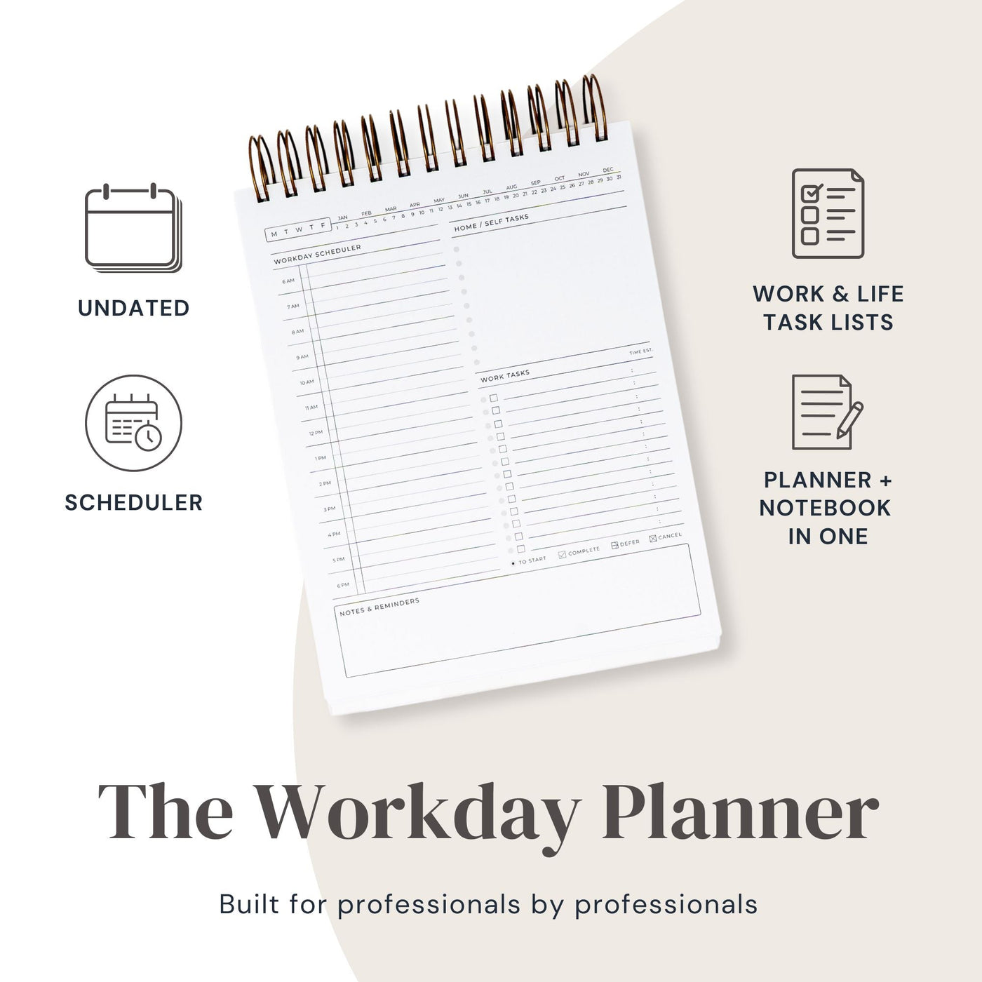 Beige Checker Daily Planner for Work – The Workday Planner – Friday ...